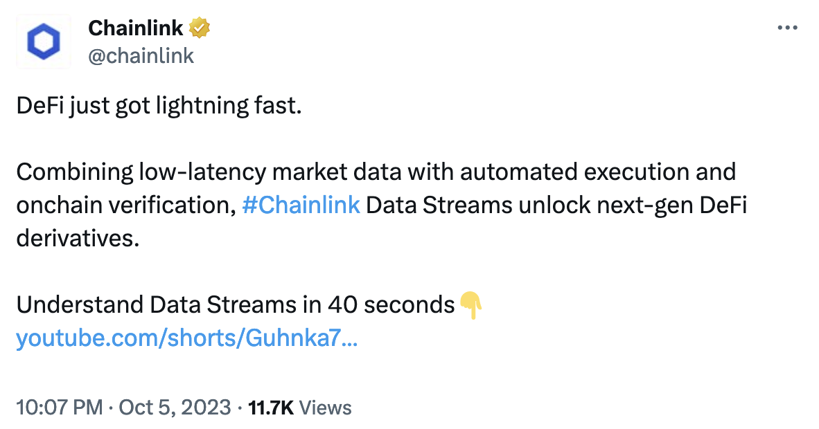 Chainlink 推出 Data Streams 服务提升 DeFi 衍生品交易体验